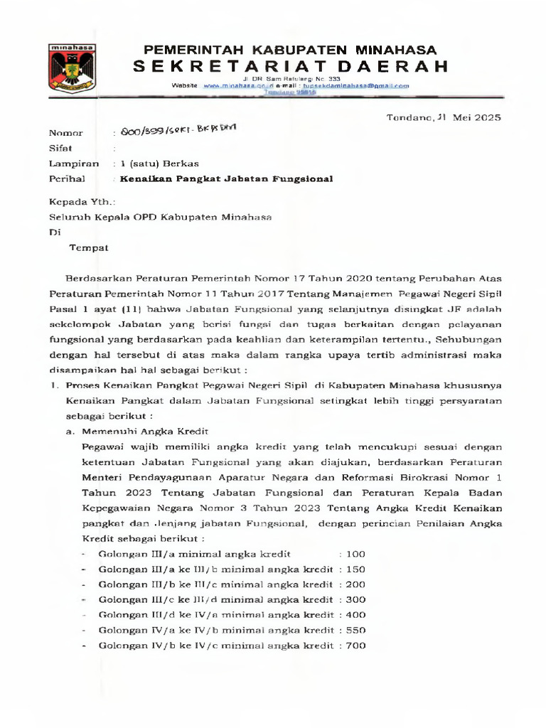 Surat Edaran Kenaikan Pangkat Jabatan Fungsional | PDF