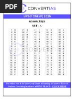 UPSC CSE 2025 CSAT Set A Answer Key | PDF