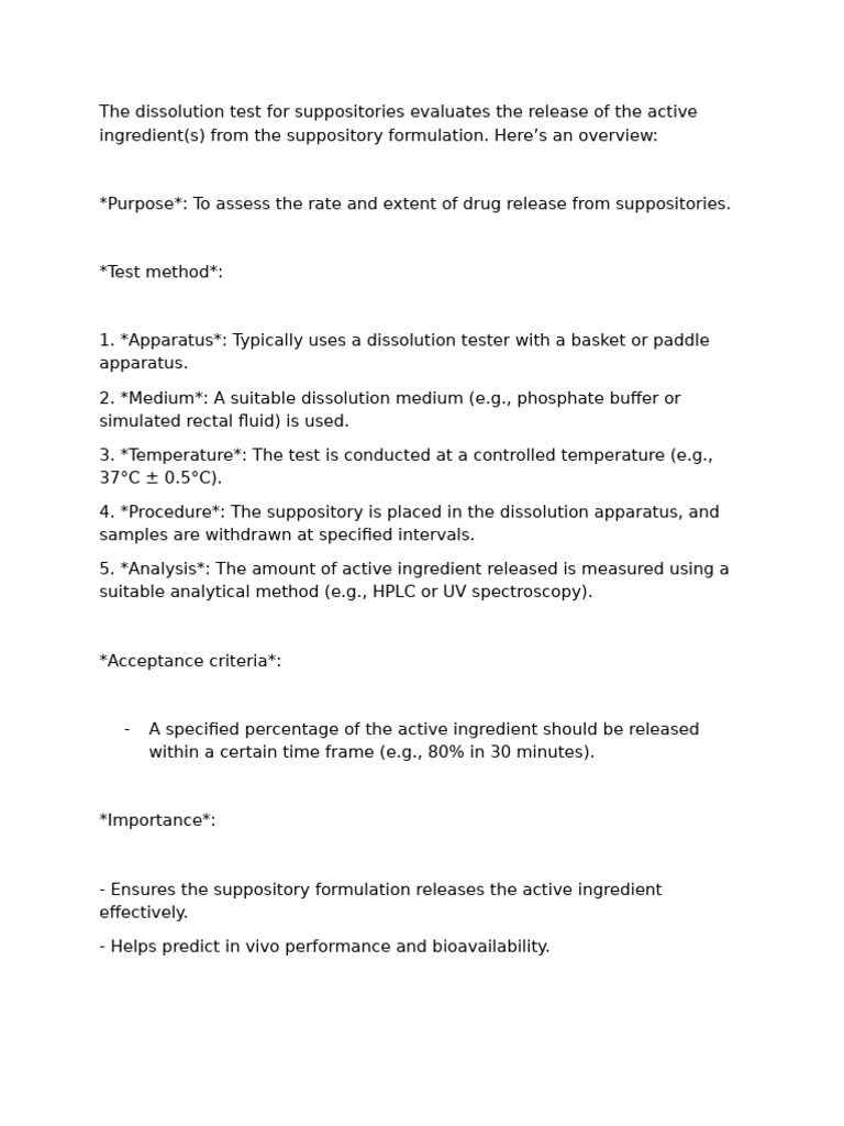 SUPPOSITORIES Quality Control Tests | PDF