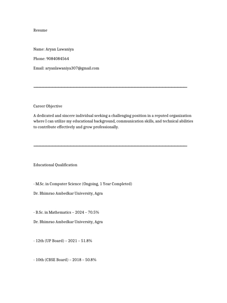 Aryan Resume | PDF