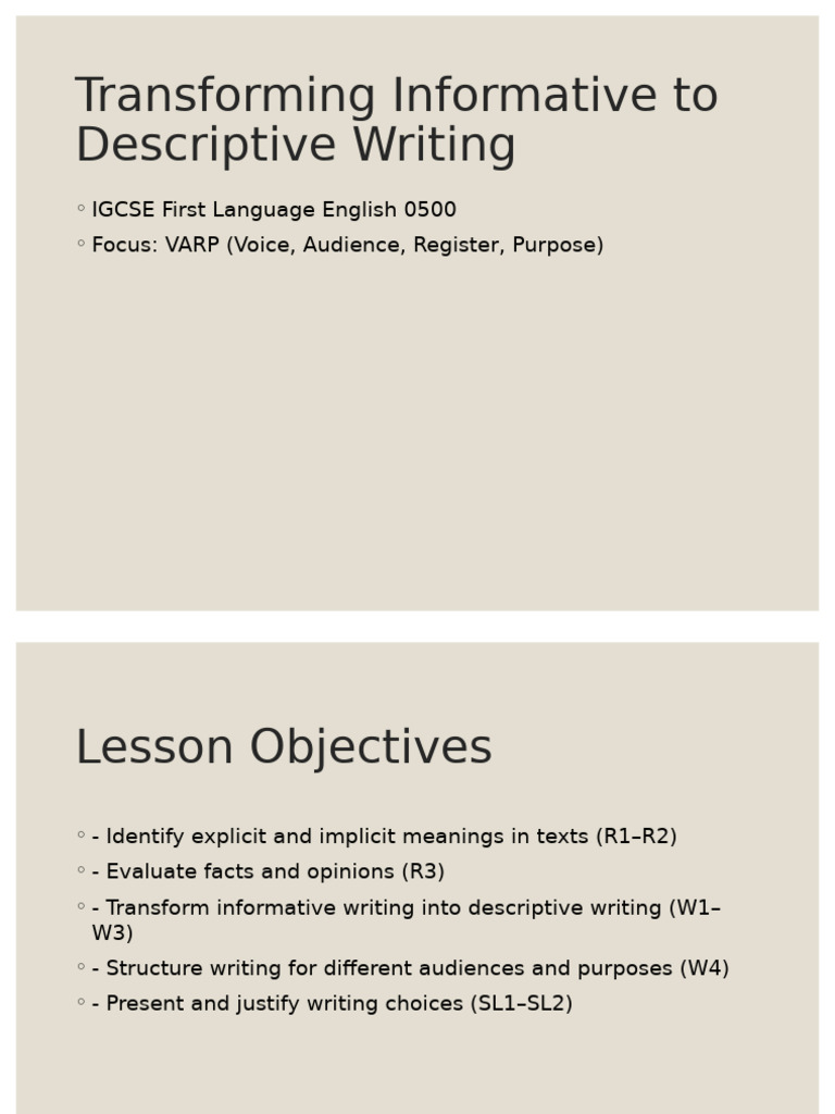 Understanding VARP in Writing | PDF | Human Communication | Cognitive ...