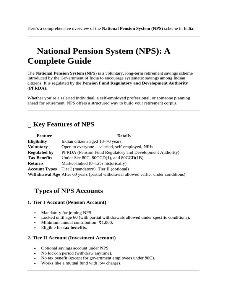 NPS Scheme Overview and Guide | PDF | Pension | Personal Finance