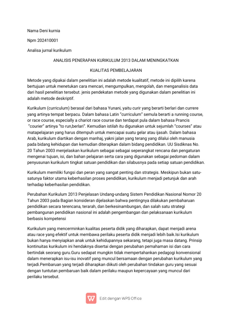 Tugas Uts Analisa Kurikulum | PDF