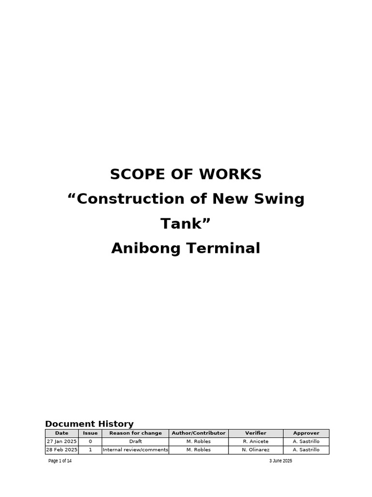 SoW - Anibong Swing Tank - Rev1 (Updated) | PDF | Pipe (Fluid ...