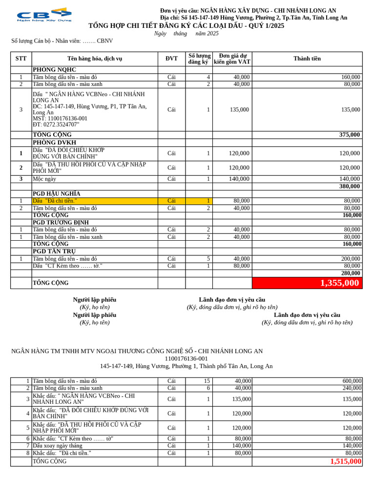 Thuy VCB Neo Bank - Dat Dau 23.04.2025 | PDF