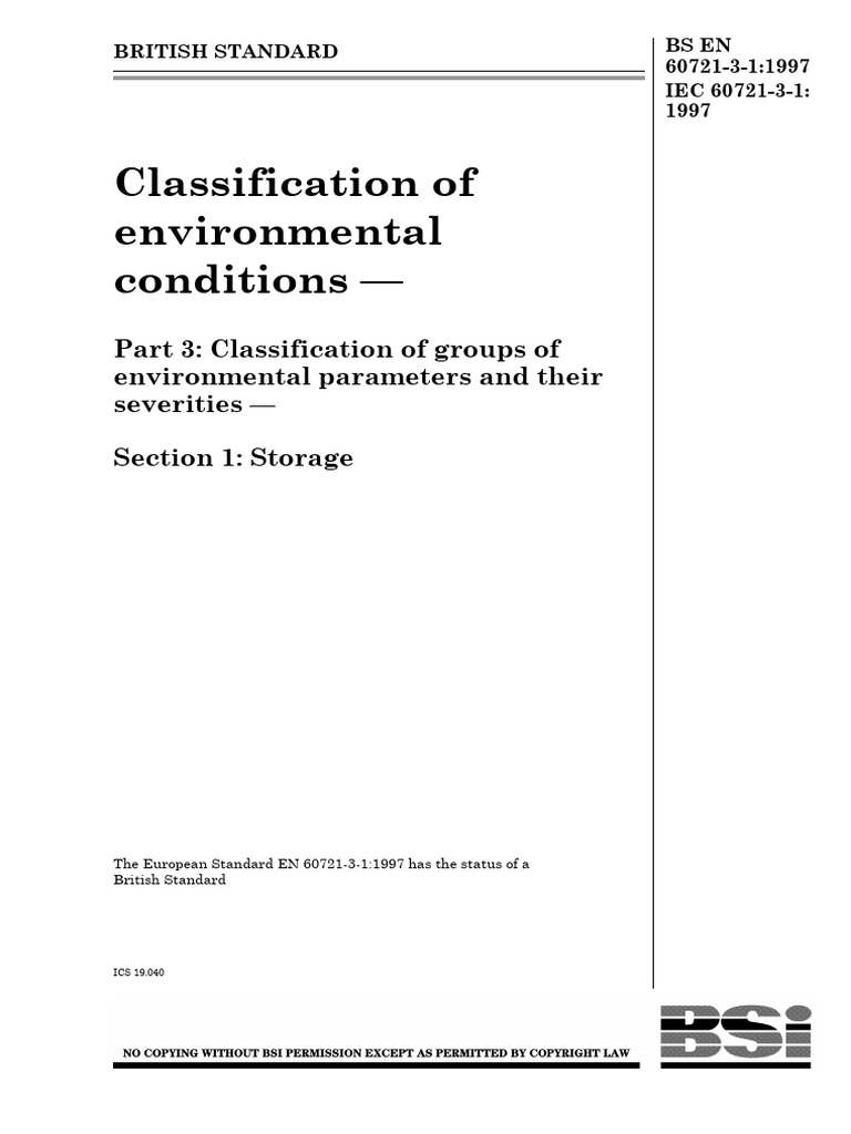 IEC 60721-3-1: Environmental Conditions | PDF | International ...