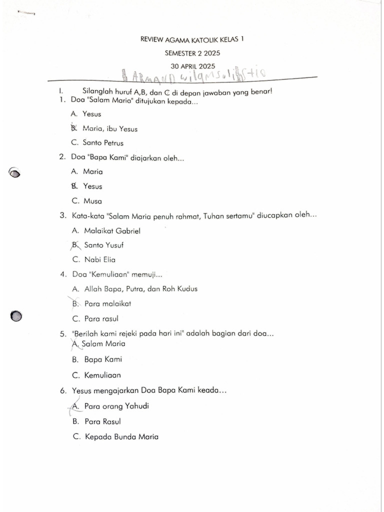 P1 Chatolic BI Bab 8 Review | PDF