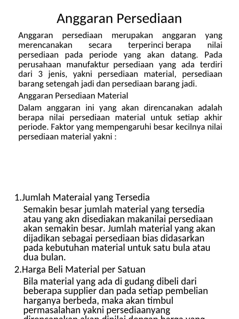 Anggaran Persediaan | PDF
