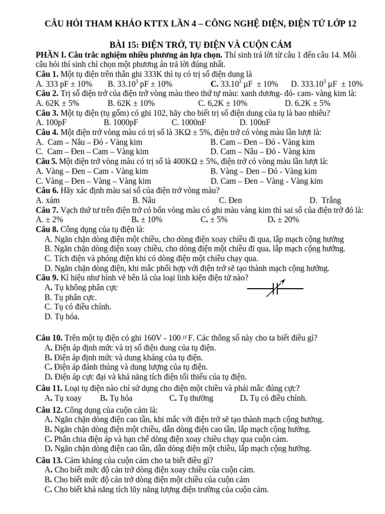 Câu Hỏi Kttx Lần 1 - cntk 12 (Hkii) | PDF