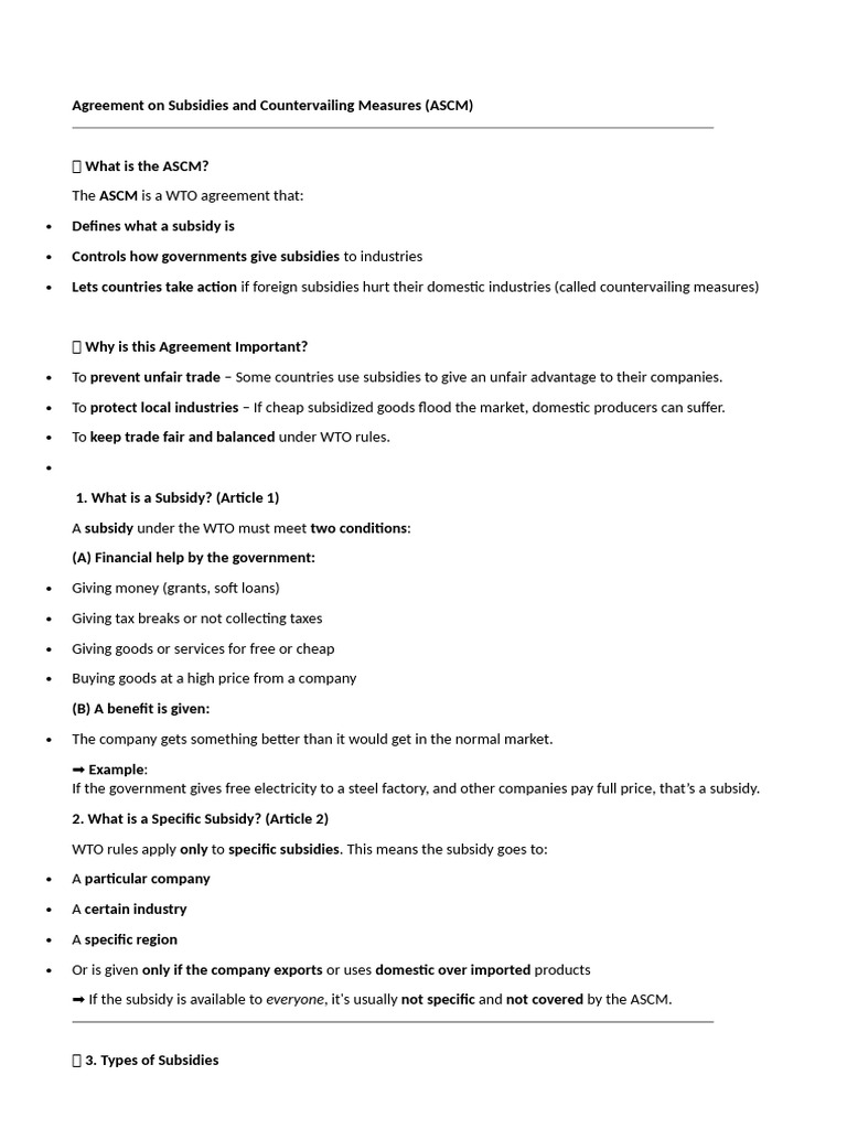 Agreement On Subsidies and Countervailing Measures | PDF | Dumping ...