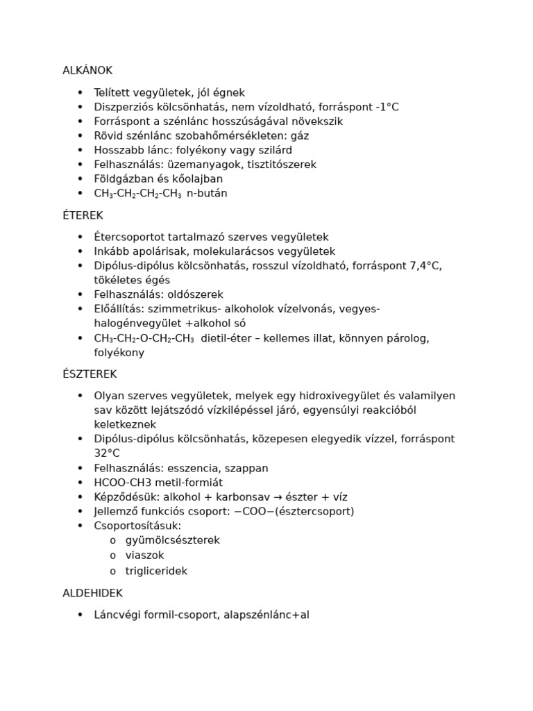 Oxovegyületek Összefoglalás | PDF