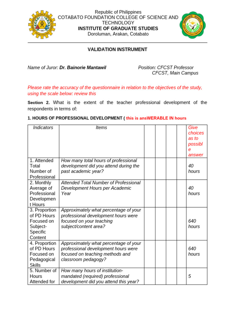 Validation-Instrument by Xyno | PDF | Learning | Mentorship