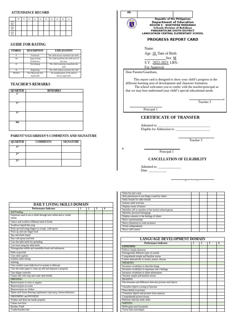 Progress Report Card Id | PDF | Drawing | Communication