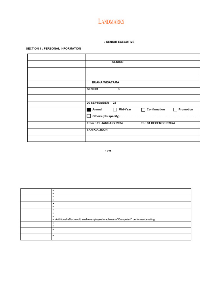 Performance Assessment & Development Form - Executive & Sr. Executive ...