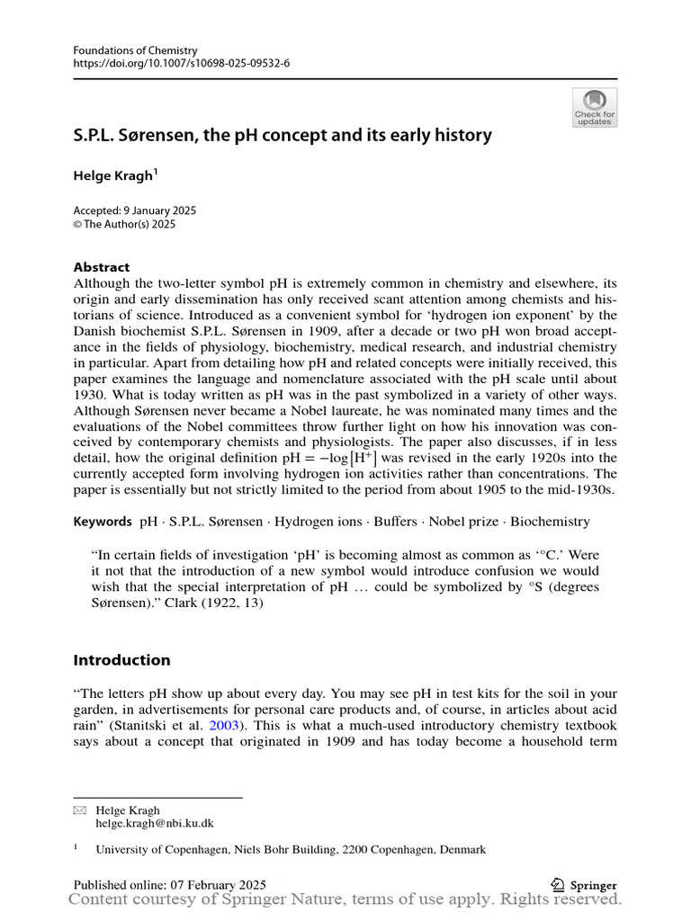 SPL Sorensen The PH Concept and Its Early History | PDF | Ph | Acid