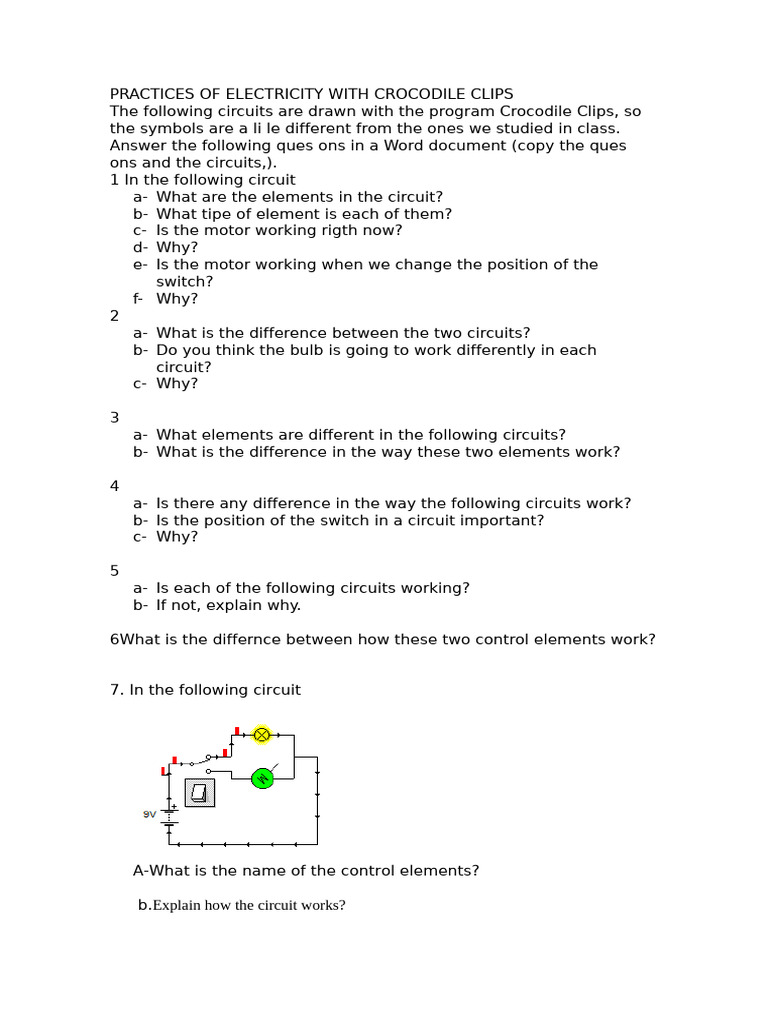 Electricity Circuits with Crocodile Clips | PDF | Series And Parallel ...