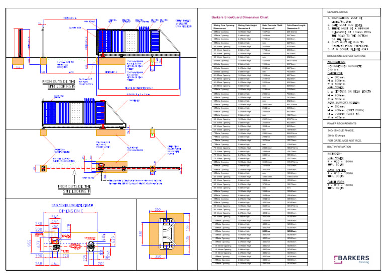 PF9000 Cantilever Sliding Gate Generic Drawing | PDF