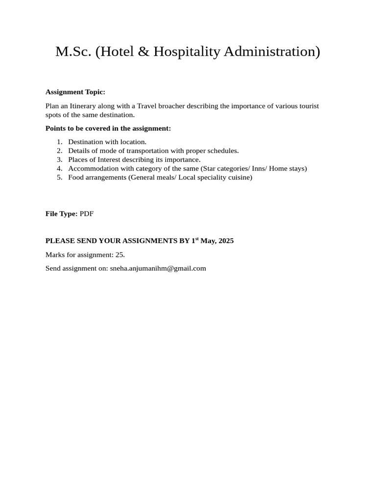TOURISM Assignment May, 25 | PDF