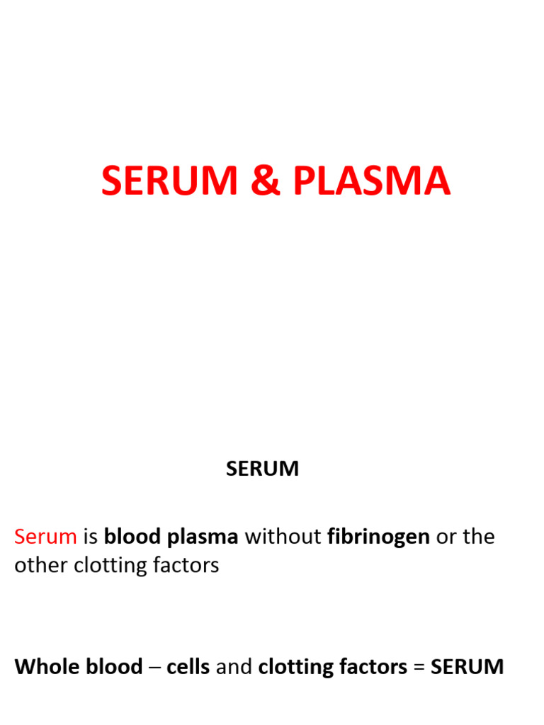 Serum and Plasma | PDF