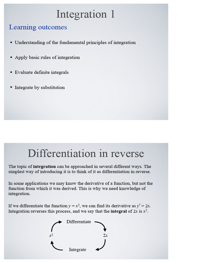 Integration 1 | PDF | Integral | Derivative