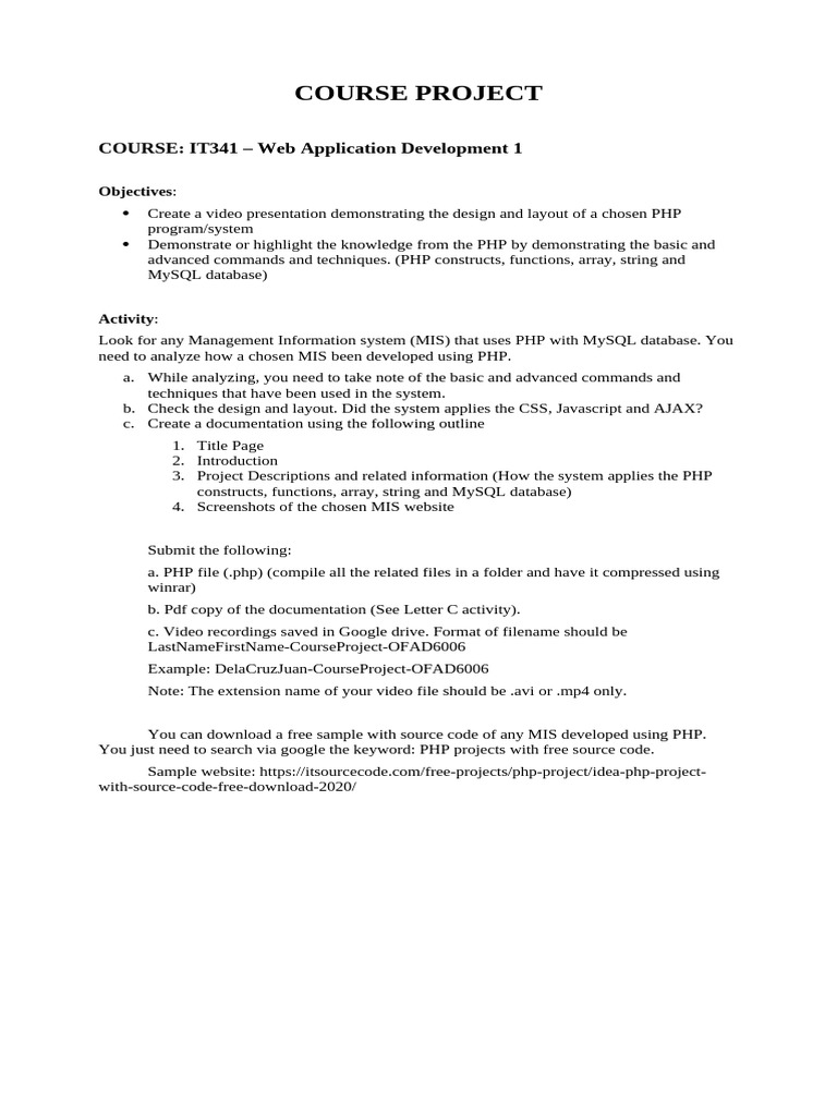 IT341- Web Application Development 1 (1) | PDF