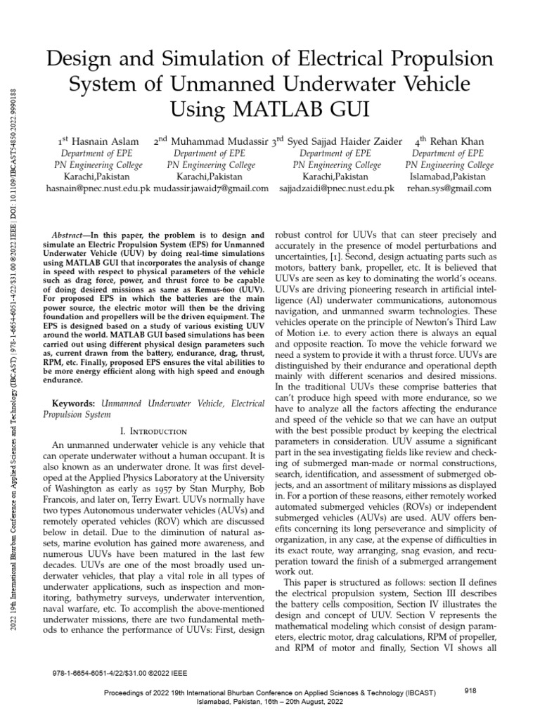 Design and Simulation of Electrical Propulsion System of Unmanned ...