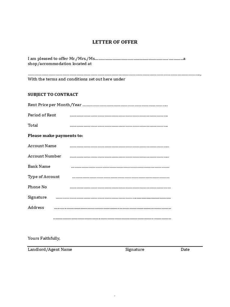 Rental Offer Letter Template | PDF