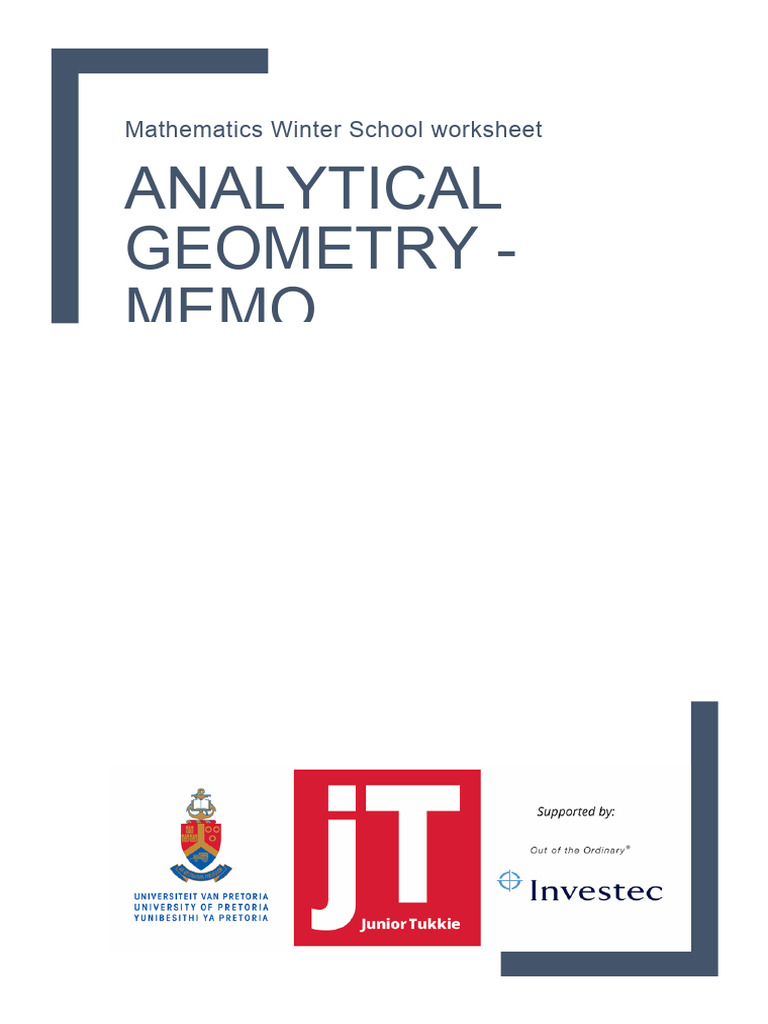 JT Winter School 2020 - Analytical Geometry - MEMO | PDF | Elementary ...