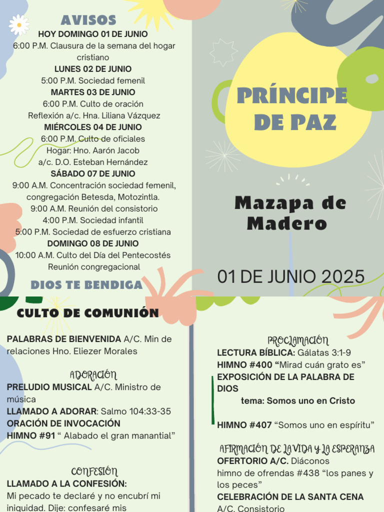 Modelo de Boletín Dominical. INPM P de P | PDF