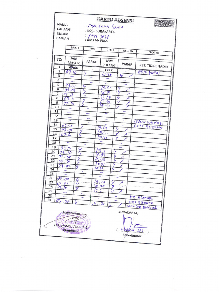 Absen Mei 2025 | PDF