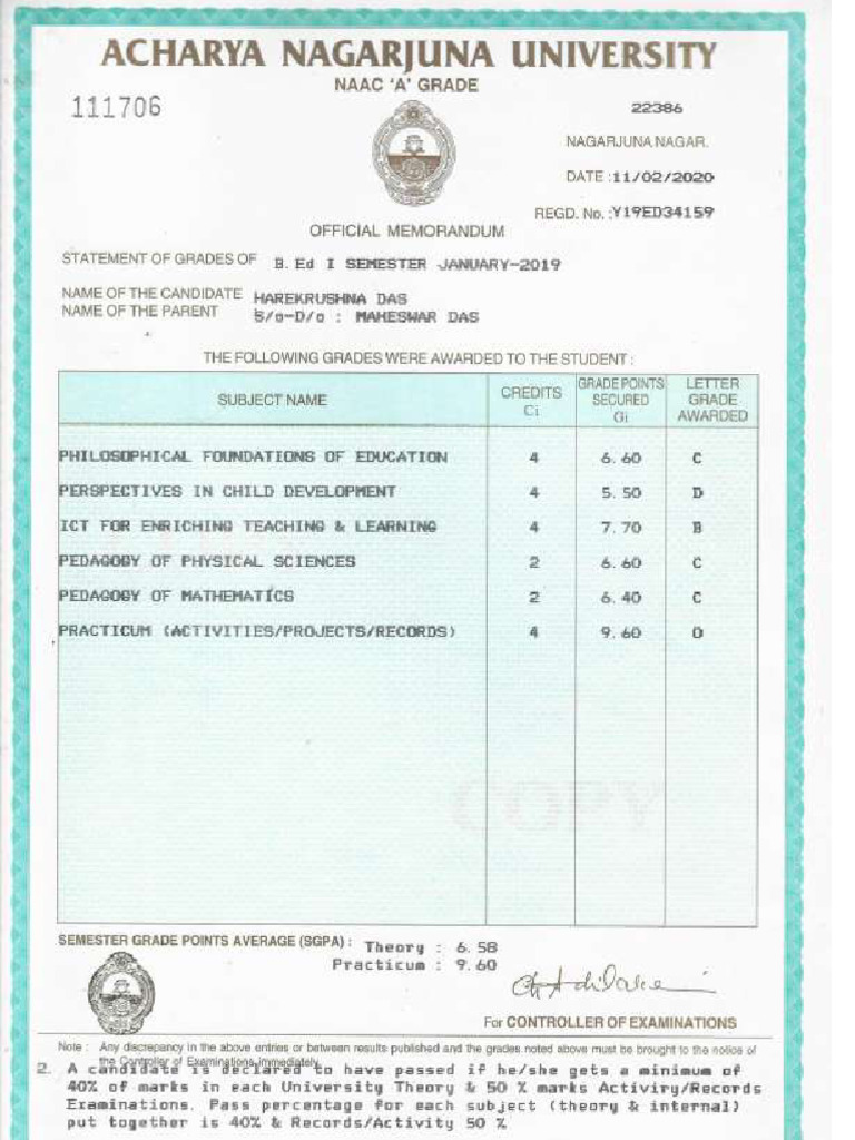 Bed Marksheet _compressed | PDF