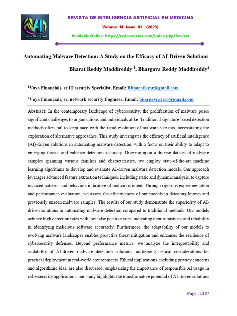 Ai Based Malware Analysis 3 | PDF | Sensitivity And Specificity ...