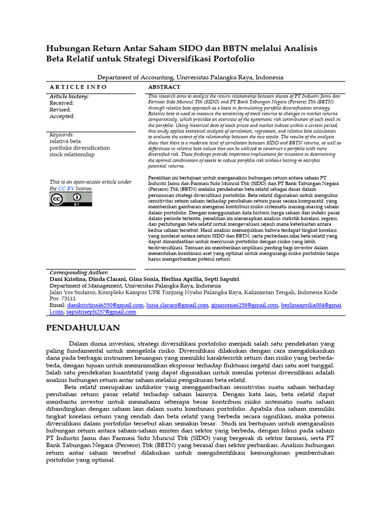 Analisis Return Saham SIDO dan BBTN | PDF