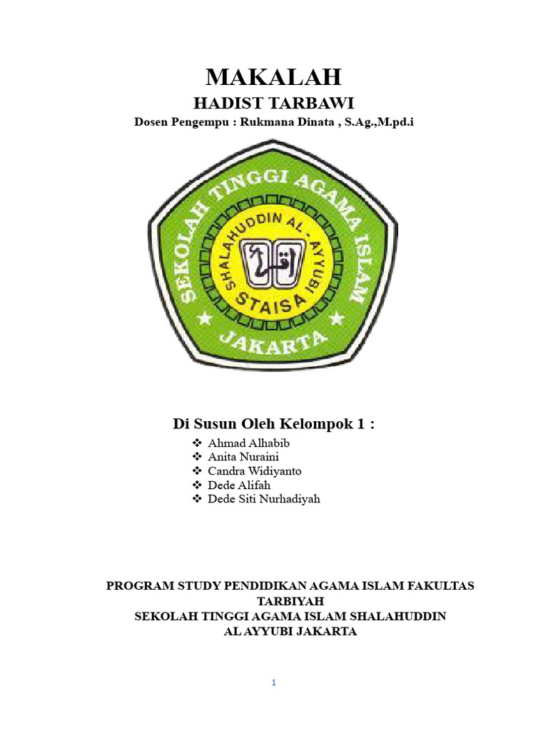 Makalah Hadist Tarbawi Kel 1 | PDF
