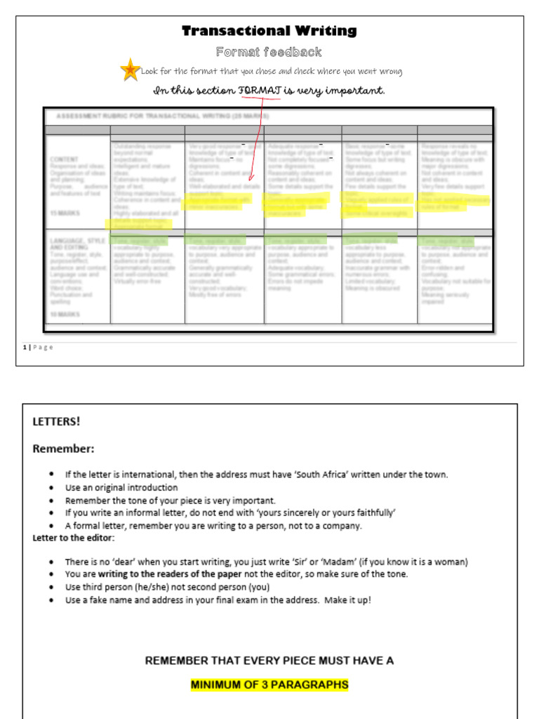 Transactional Writing Feedback and Guidelines HL | PDF | Vocabulary ...
