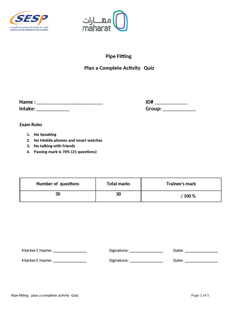 MCTC-PF-Plan A Complete Activity Quiz | PDF
