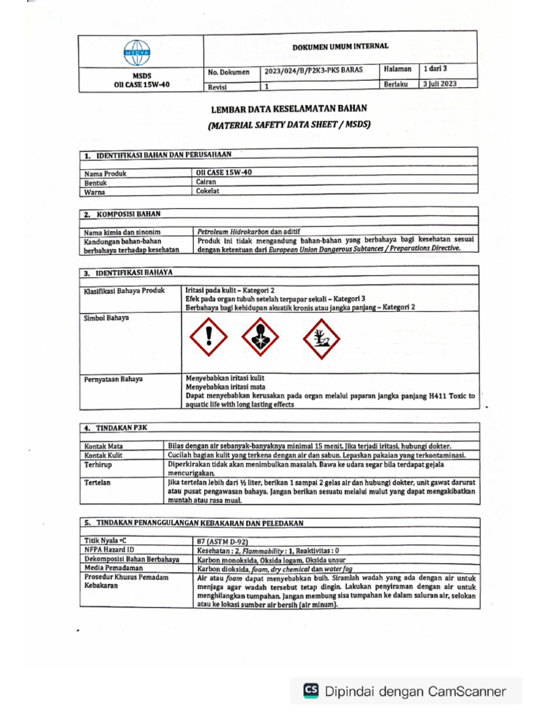 Msds Oli Case | PDF
