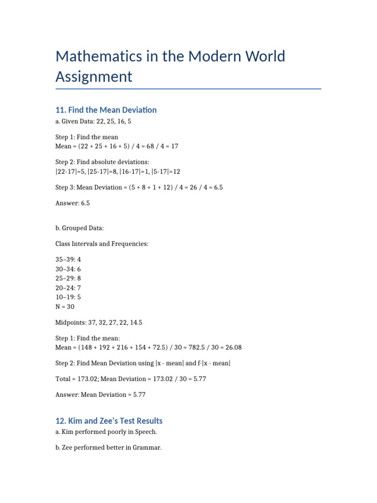 Math Modern World Assignment | PDF