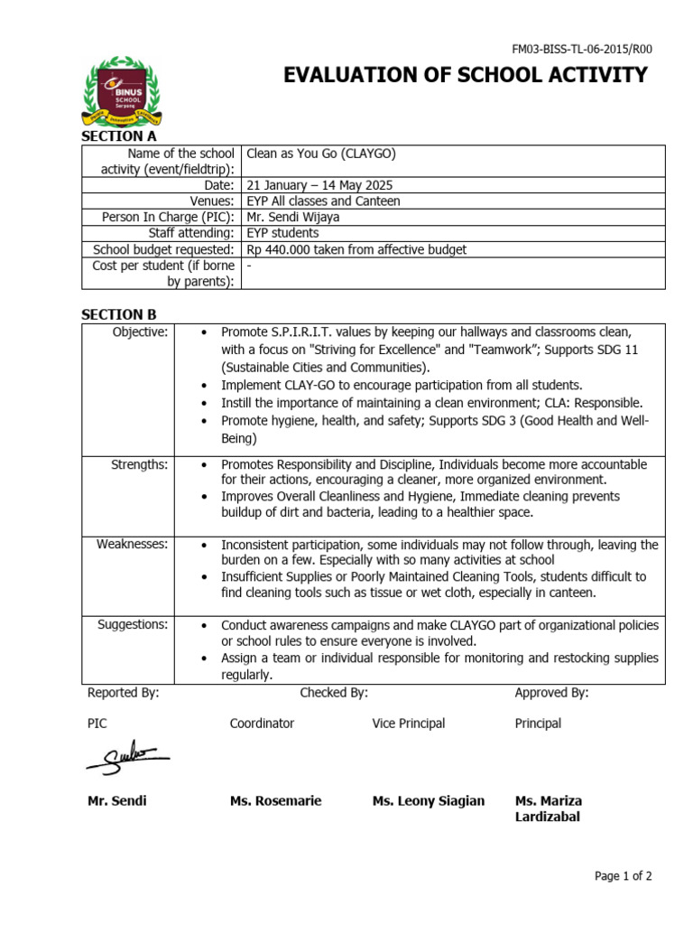 Claygo Program Evaluation Form | PDF