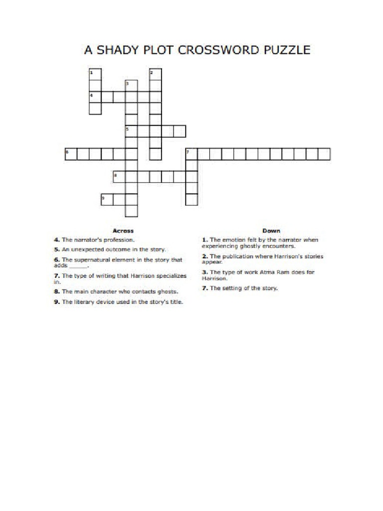 A Shady Plot Crossword Puzzle | PDF