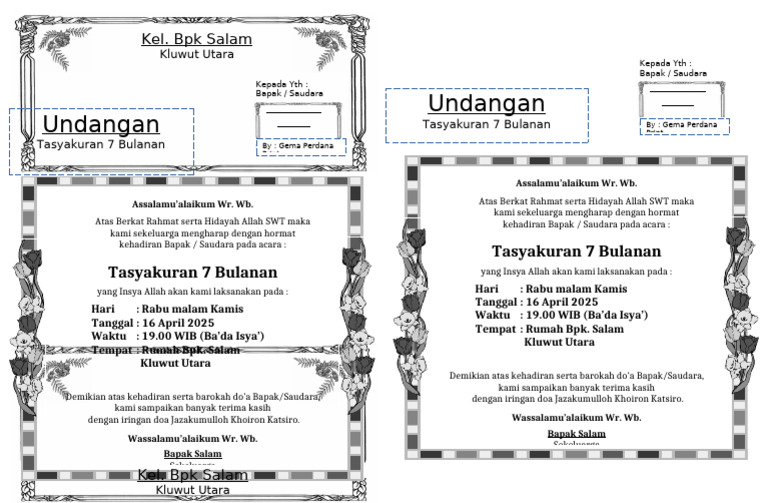 UNDANGAN 7 Bulanan Kecil | PDF