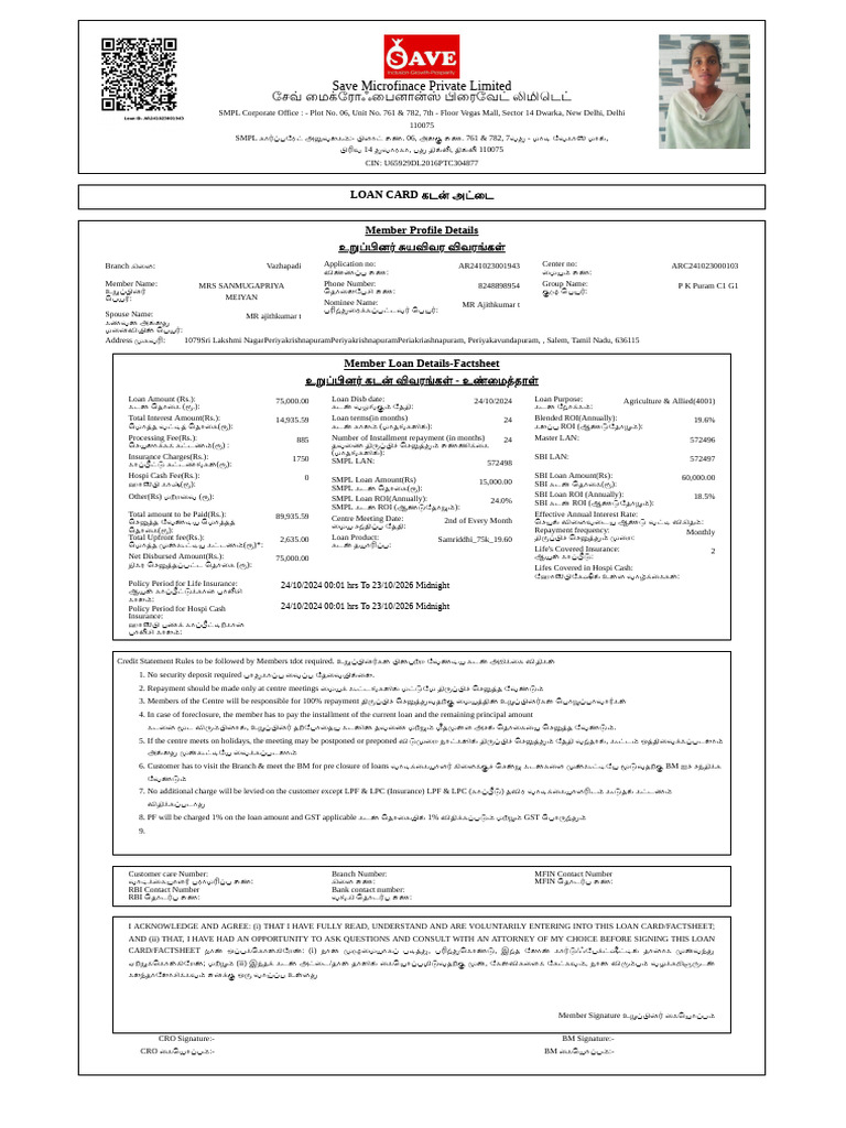 SMPL Loan Card and Member Details | PDF | Loans | Business