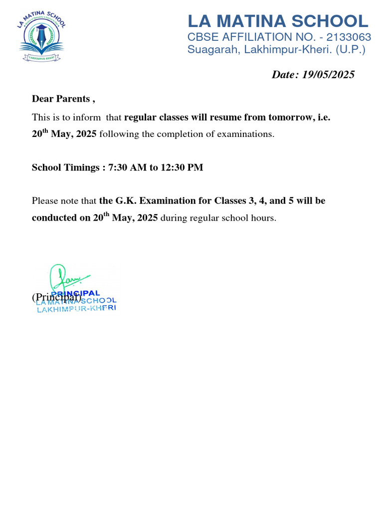 Regular Classes Notice | PDF