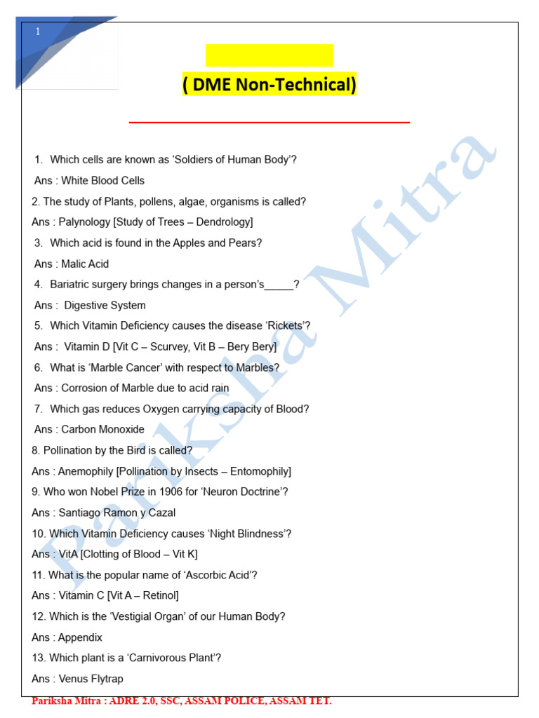 500 Science (Biology) Questions.: (DME Non-Technical) | PDF | Heart | Blood