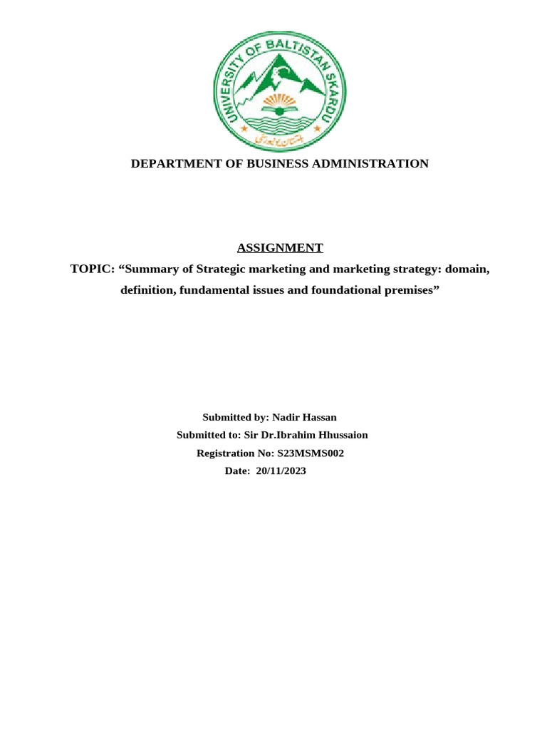 Assignment Strategic Marketing | PDF | Marketing | Marketing Strategy