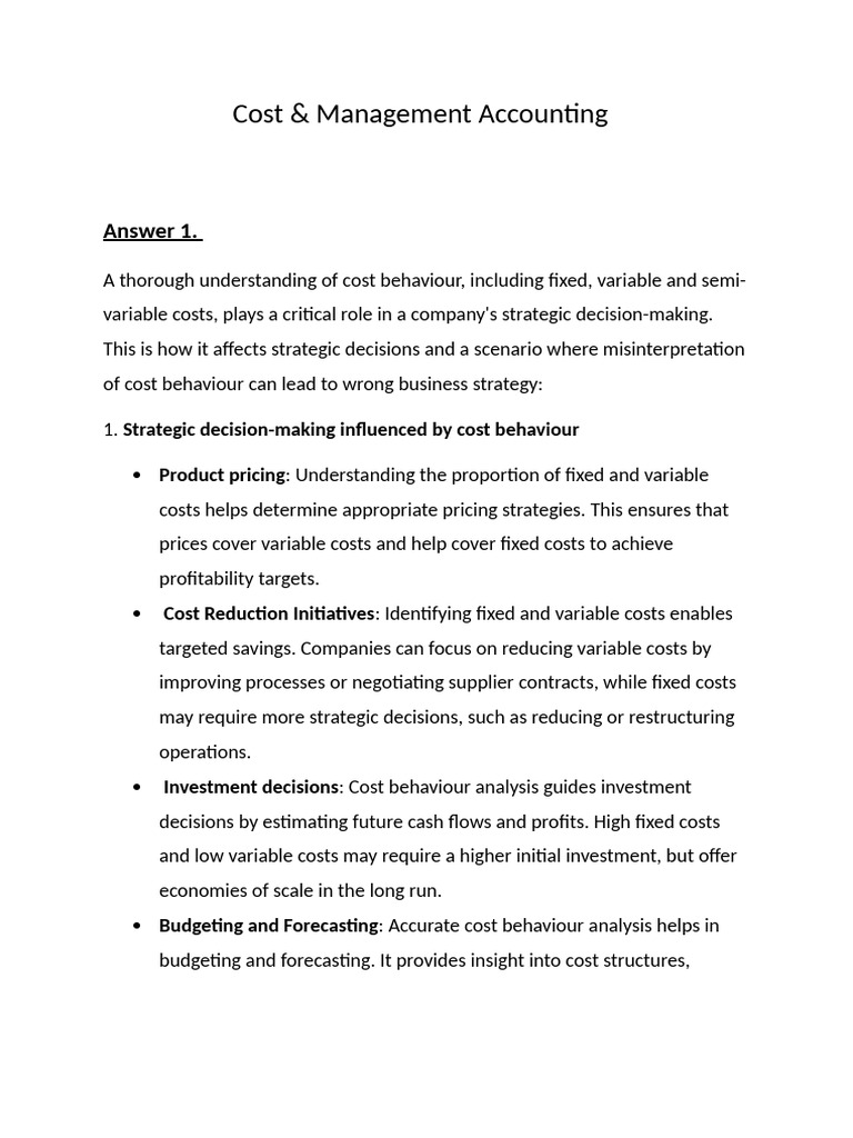 Cost & Management Accounting | PDF | Profit (Economics) | Variance