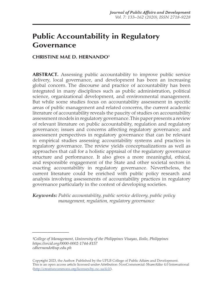 Public Accountability in Regulatory Governance | PDF | Governance ...
