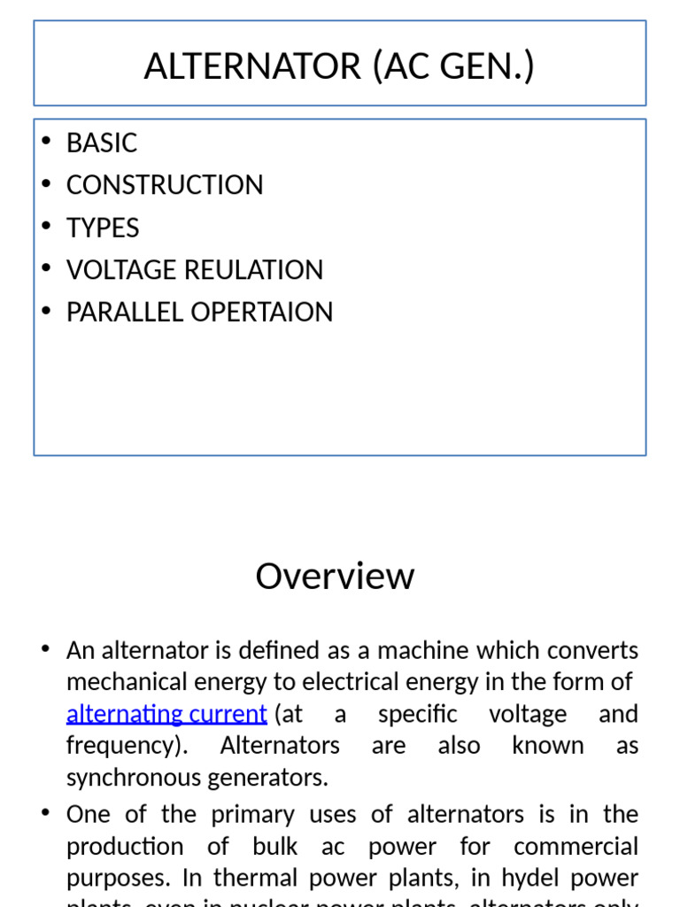 Ac Genrator (Alternator) - 2022 | PDF | Manufactured Goods | Power ...