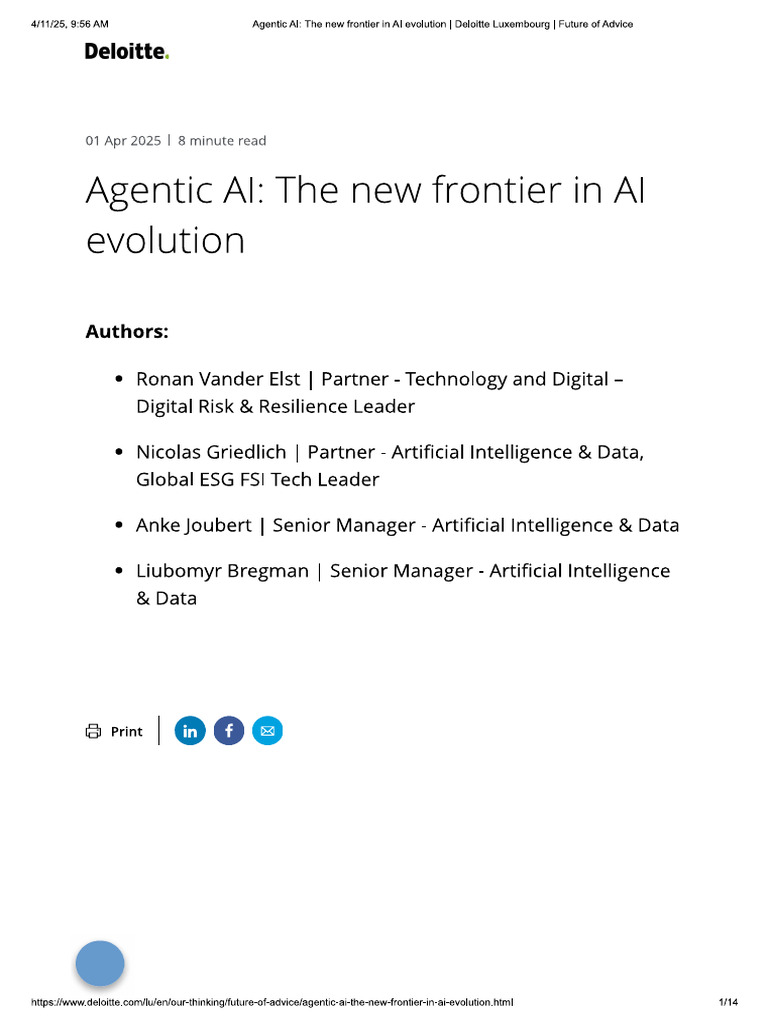 Deloitte - Agentic AI - The New Frontier in AI | PDF