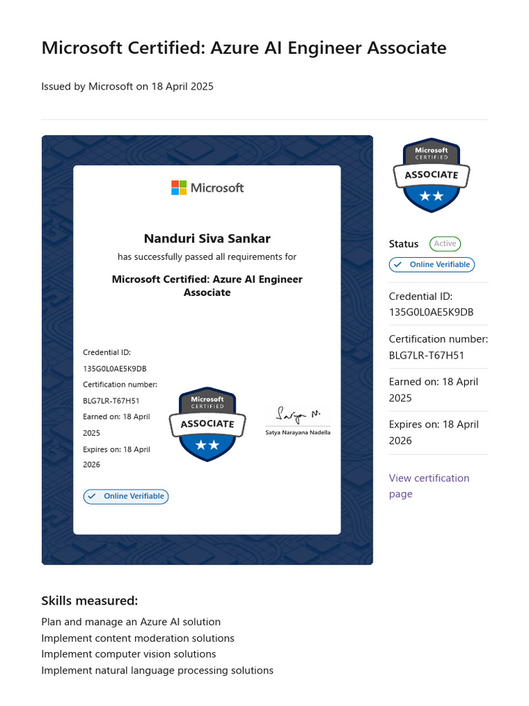 Credentials - Siva Sankar - Microsoft Learn | PDF